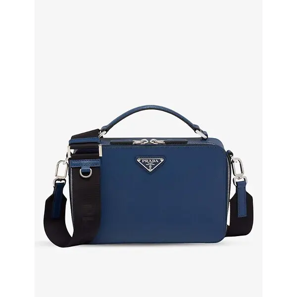 Prada Brique Medium Saffiano-leather Bag - Blue