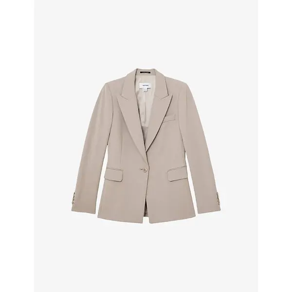 REISS Gabi Single-breasted Blazer - Stone Neutral