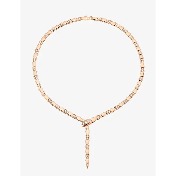 BVLGARI Serpenti 18ct And Diamond Necklace - Rose Gold