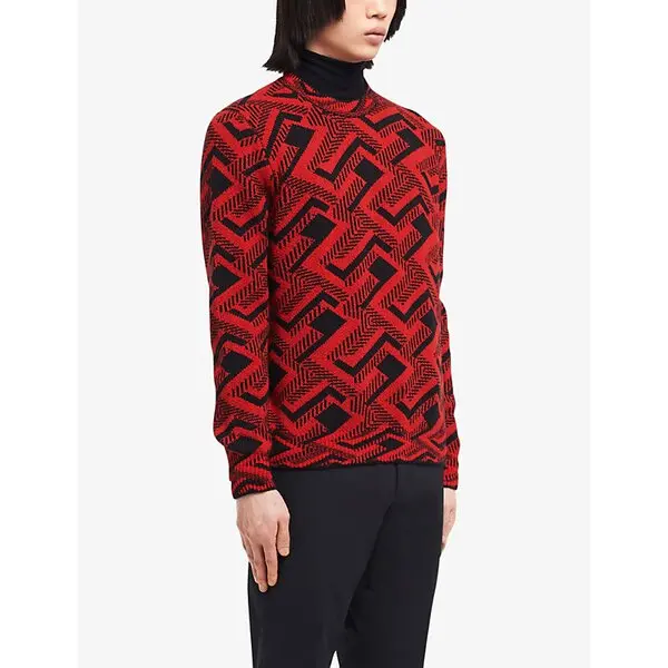 Prada Abstract-pattern Wool And Cashmere-blend Jumper