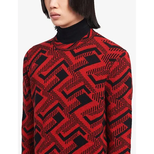 Prada Abstract-pattern Wool And Cashmere-blend Jumper