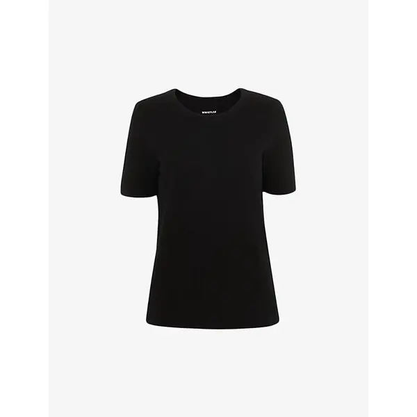 Whistles Rosa Double-trim Cotton T-shirt - Black