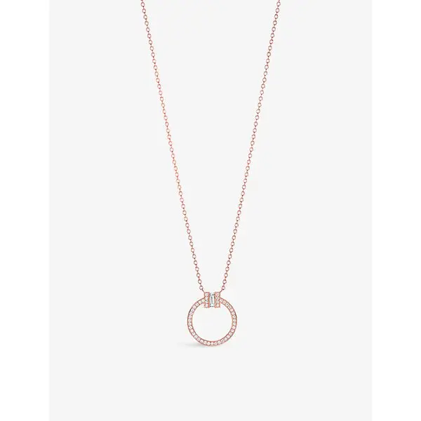 Tiffany & Co. T 18ct Rose-gold And Diamond Pendant Necklace - Rose Gold