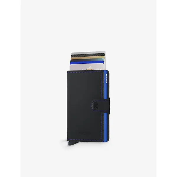SECRID Miniwallet Leather And Aluminium Wallet - Mm-black & Blue