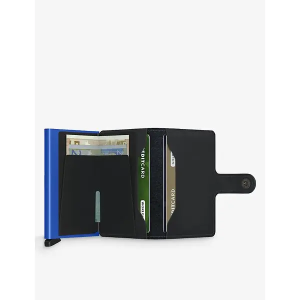 SECRID Miniwallet Leather And Aluminium Wallet - Mm-black & Blue