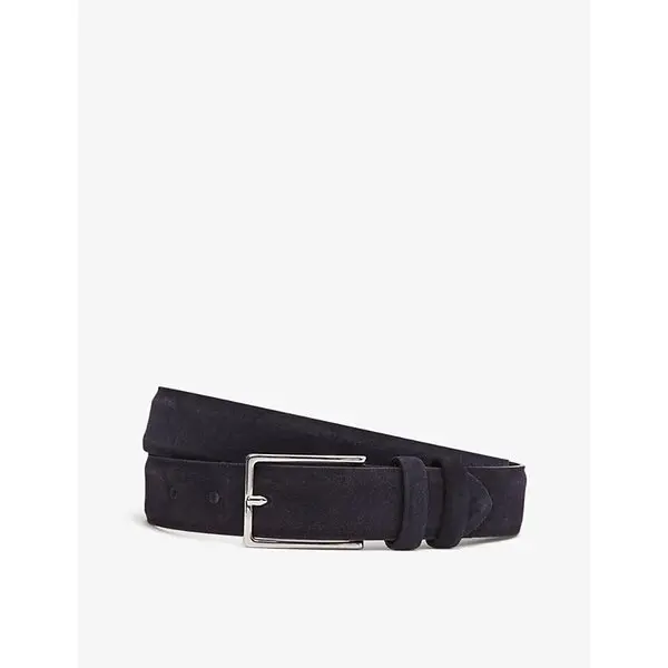 REISS Dante Adjustable Suede-leather Belt - Navy