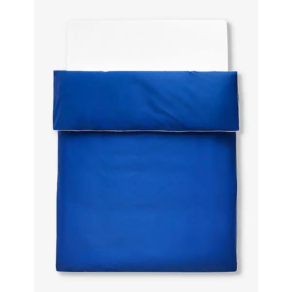 HAY Outline Contrast-trim Cotton Duvet Cover 220cm X 225cm - Vivid Blue