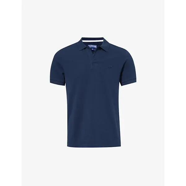 Vilebrequin Palatin Logo-embroidered Cotton Polo Shirt - Bleu Marine
