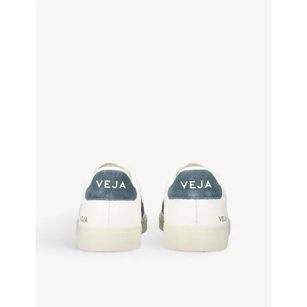 VEJA Campo Logo-stitched Leather Trainers - White/navy