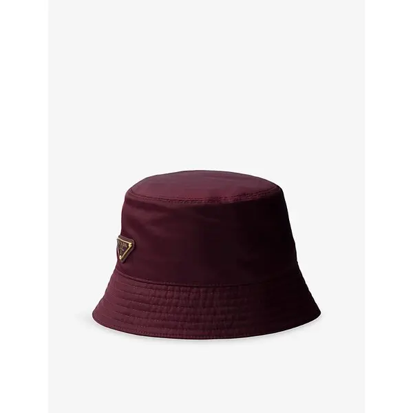 Prada Logo-plaque Nylon Bucket Hat - Burgundy