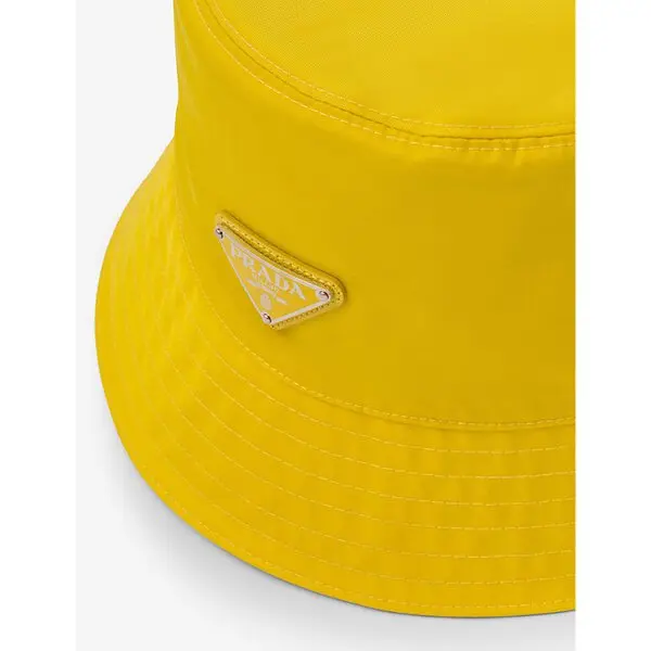 Prada Logo-plaque Nylon Bucket Hat - Yellow