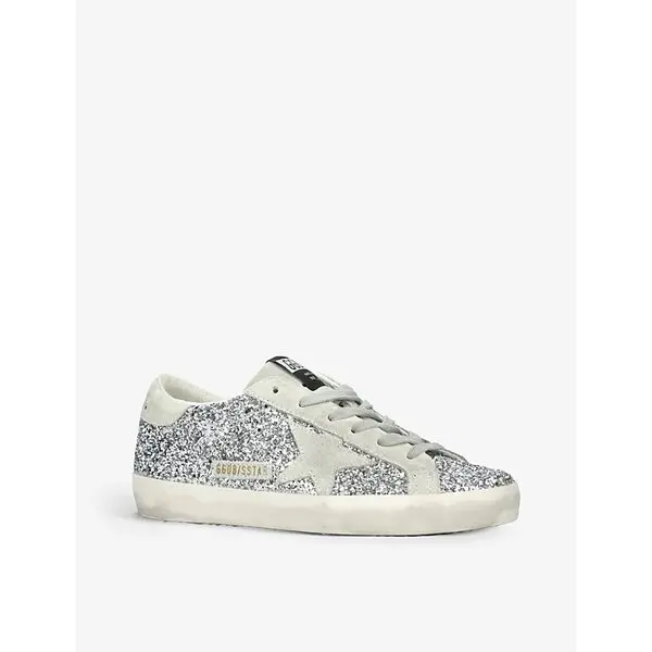 GOLDEN GOOSE Super-star Suede And Glitter Trainers