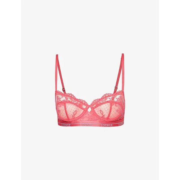 Lounge Blossom Floral-embroidered Stretch-lace Bra - Hot Pink