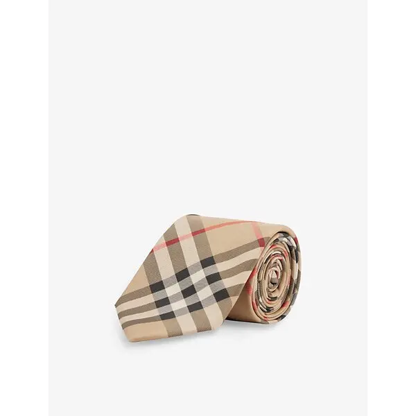 Burberry Check-print Silk Tie - Archive Beige