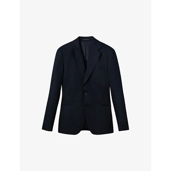 REISS Kin Slim-fit Single-breasted Linen Blazer - Navy