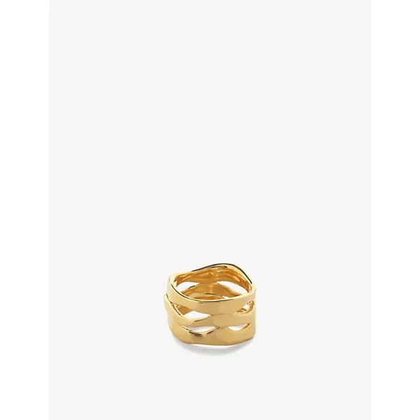 Monica Vinader The Wave 18ct Vermeil Sterling Silver Ring - Yellow Gold
