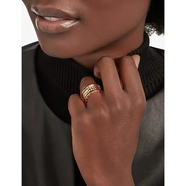 BVLGARI B.zero1 Rock 18ct Rose-gold And Ceramic Ring