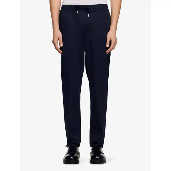 Sandro Tapered Drawstring Trousers - Midnight Blue