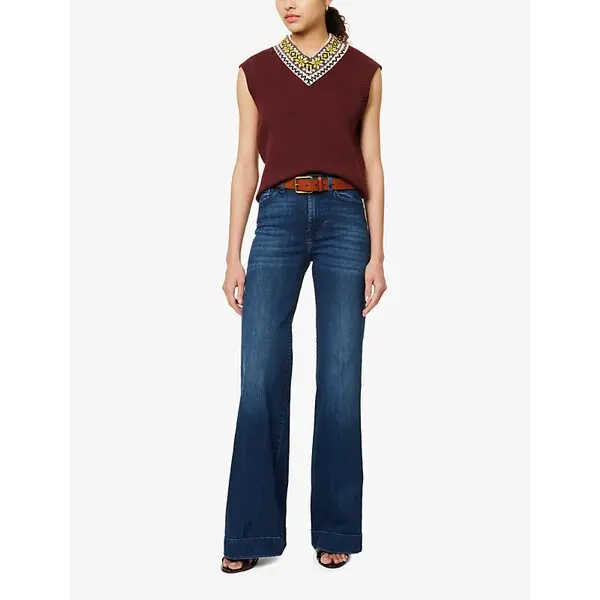 7 For All Mankind Modern Dojo Flared-leg High-rise Jeans - Soho Dark