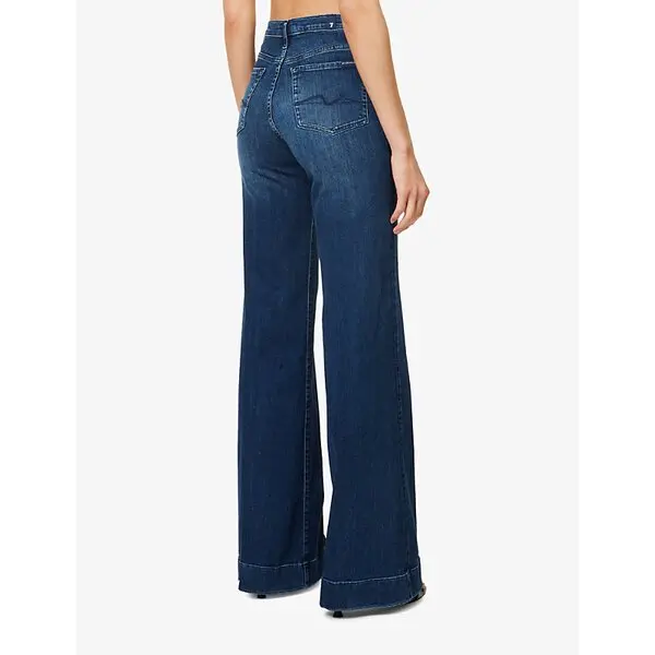 7 For All Mankind Modern Dojo Flared-leg High-rise Jeans - Soho Dark