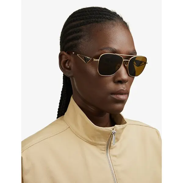 Prada Aviator-frame Metal Sunglasses