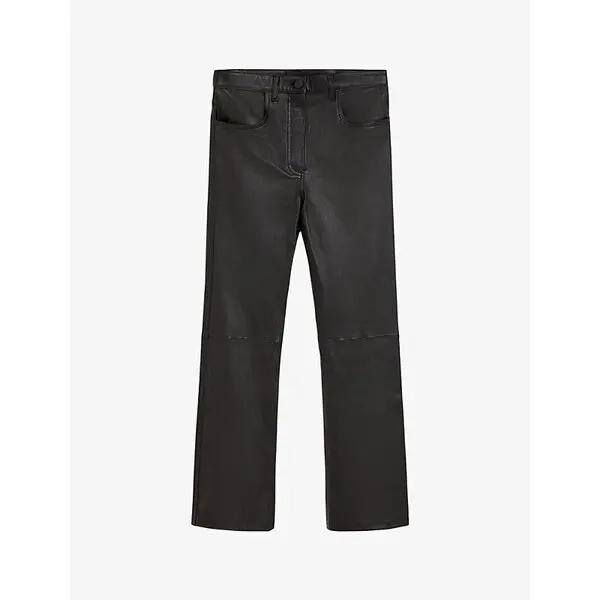 JOSEPH Duke Flared-leg Leather Trousers - Black