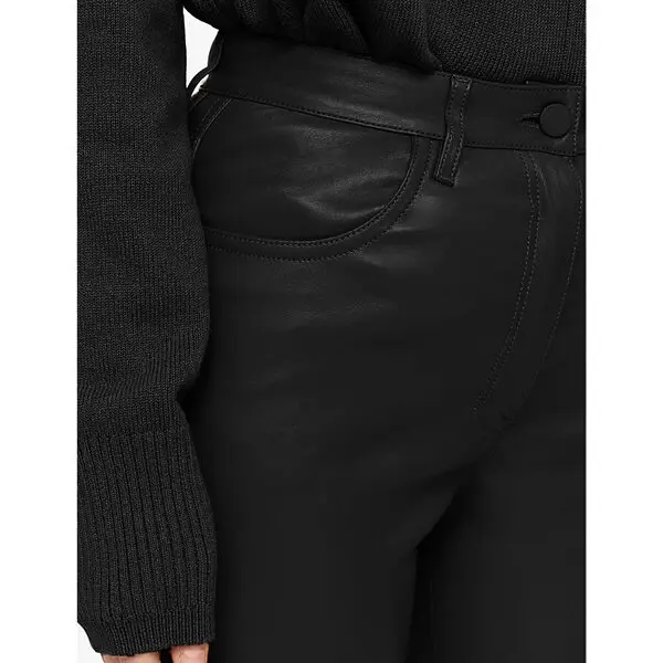 JOSEPH Duke Flared-leg Leather Trousers - Black