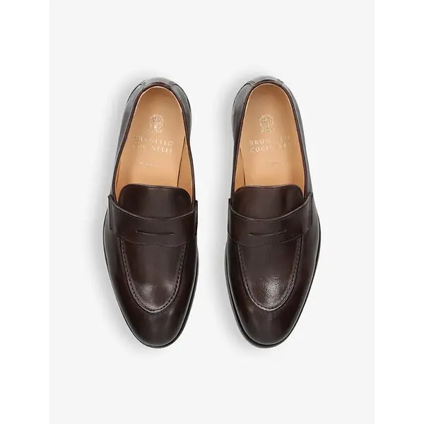Brunello Cucinelli Classic Panelled Leather Penny Loafers