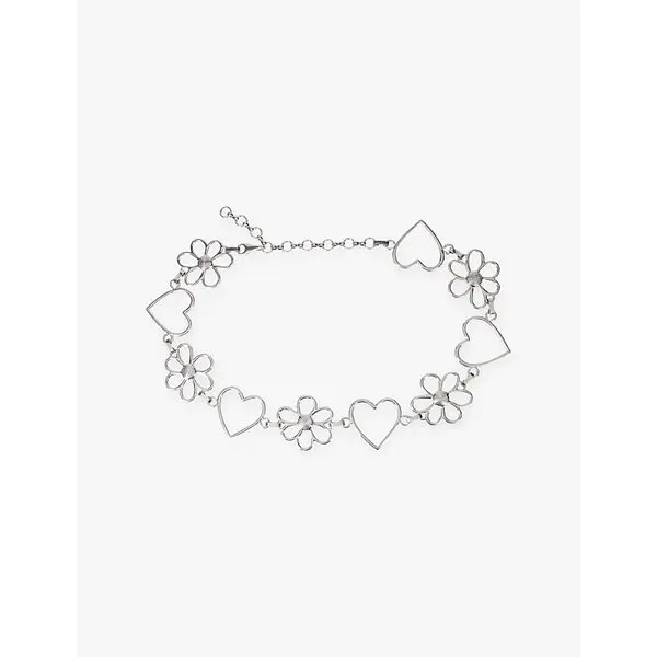 The Kooples Heart And Flowers Chain Belt - Silver