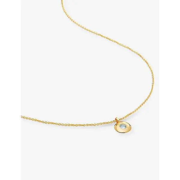 Monica Vinader March Birthstone Aquamarine Necklace - Yellow Gold
