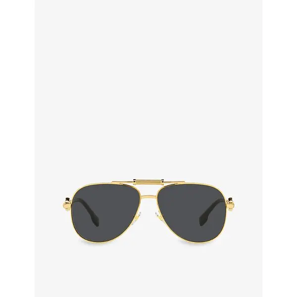 Versace Ve2236 Aviator Sunglasses - Gold