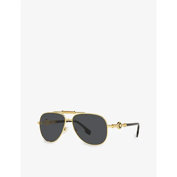 Versace Ve2236 Aviator Sunglasses - Gold