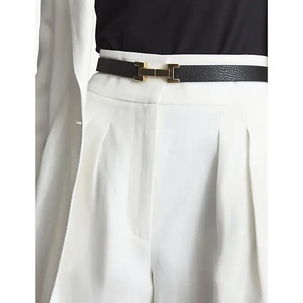REISS Hayley Hinged-buckle Leather Belt