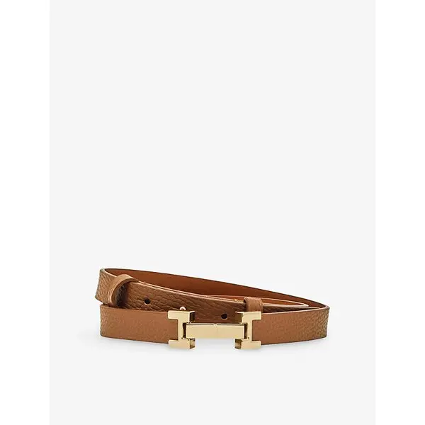 REISS Hayley Hinged-buckle Leather Belt - Tan