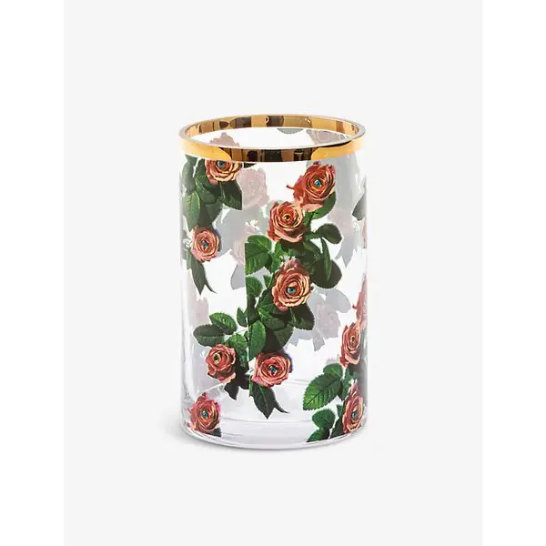 SELETTI Wears Toiletpaper Roses Printed Small Cylindrical Vase 14cm
