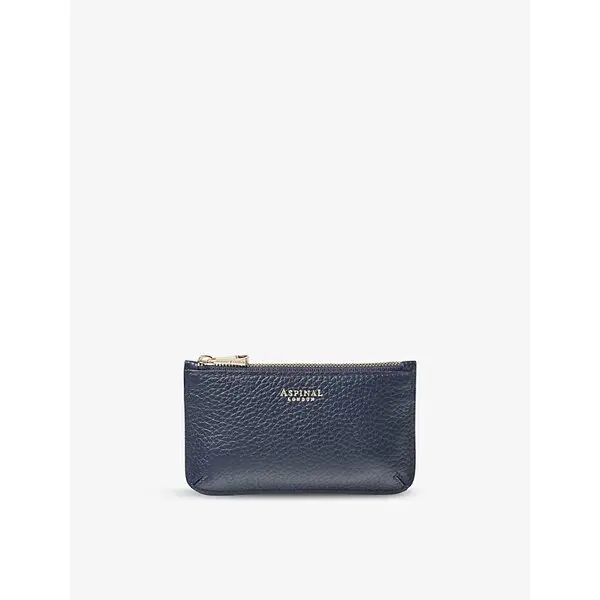 ASPINAL OF LONDON Ella Brand-embellished Leather Cardholder - Navy