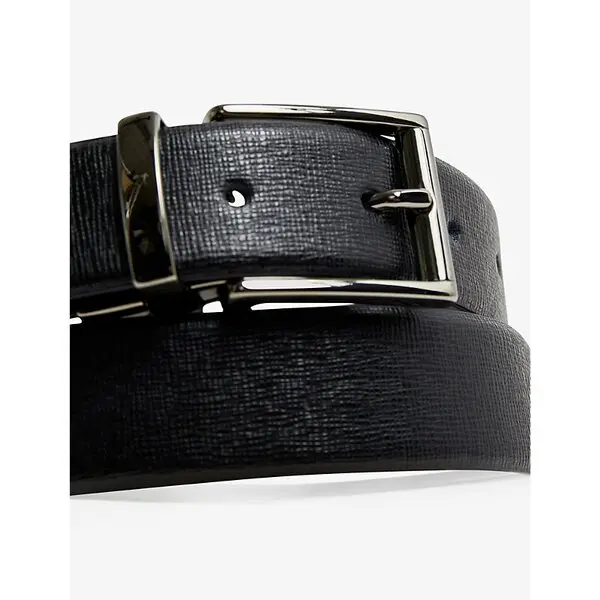 REISS Ricky Reversible Leather Belt - Black/dark Brow