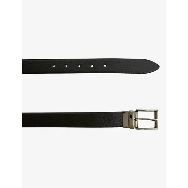 REISS Ricky Reversible Leather Belt - Black/dark Brow