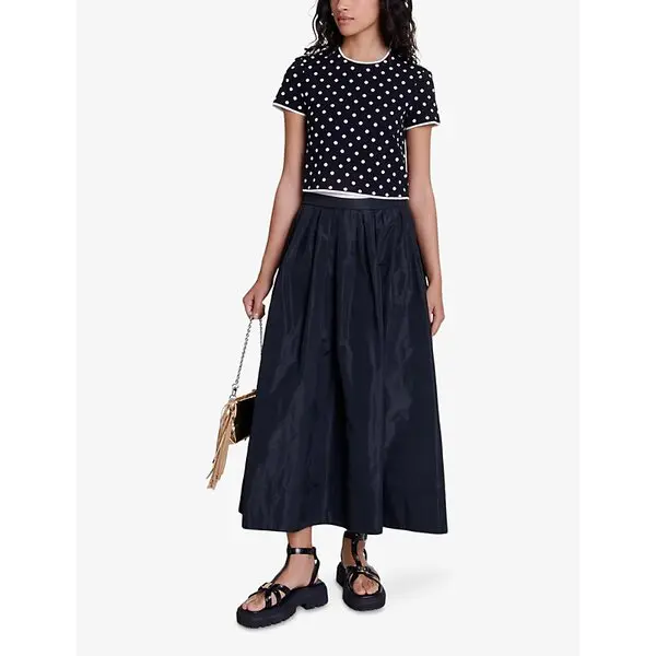 Maje Flared Maxi Skirt - Noir / Gris