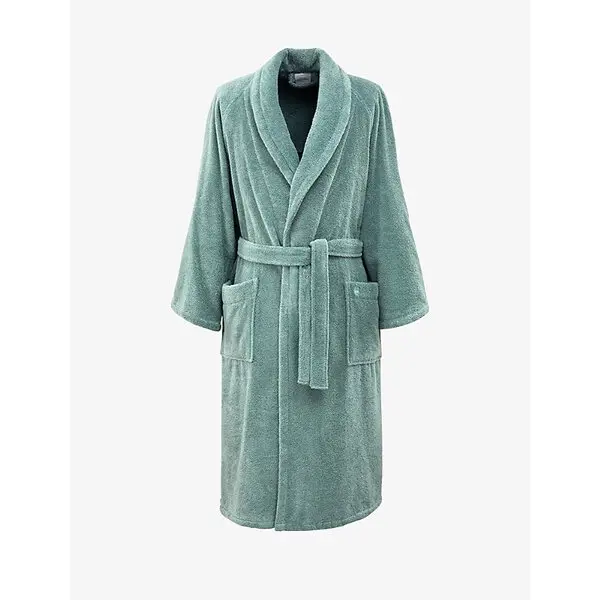 YVES DELORME Etoile Logo-embroidered Cotton-blend Bathrobe - Fjord