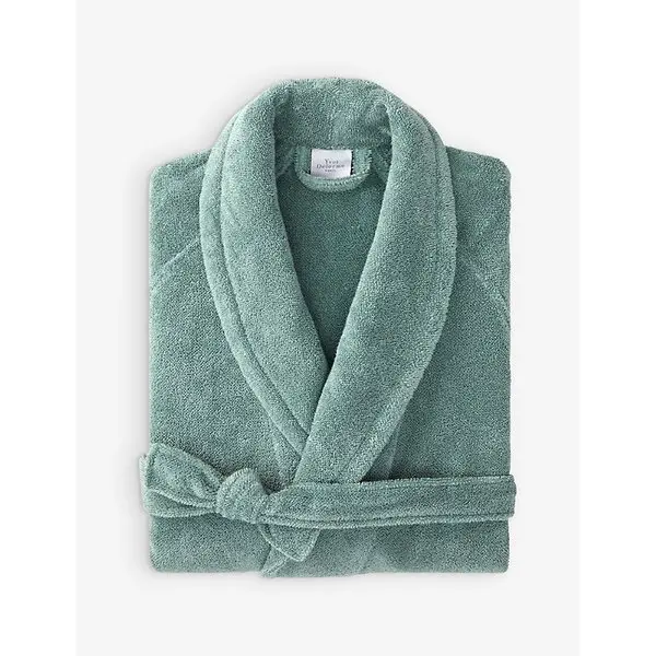 YVES DELORME Etoile Logo-embroidered Cotton-blend Bathrobe - Fjord
