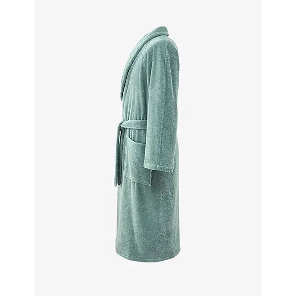 YVES DELORME Etoile Logo-embroidered Cotton-blend Bathrobe - Fjord