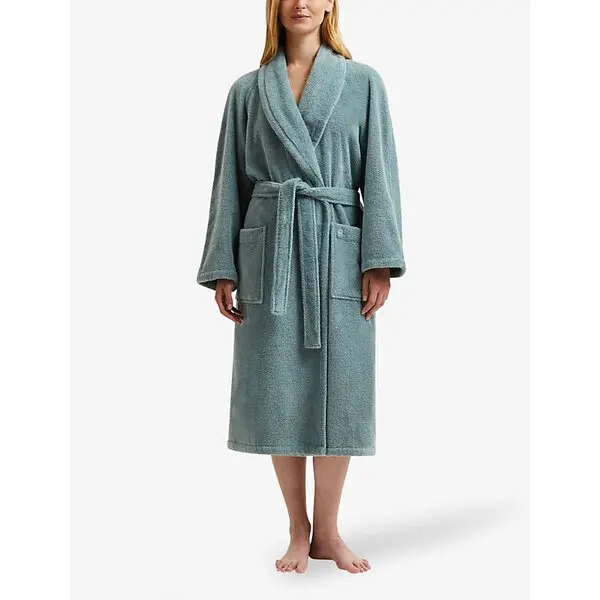 YVES DELORME Etoile Logo-embroidered Cotton-blend Bathrobe - Fjord