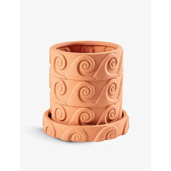 SELETTI Antonio Aricò Magna Graecia Onda Wave-pattern Terracotta Vase 24cm - One-color
