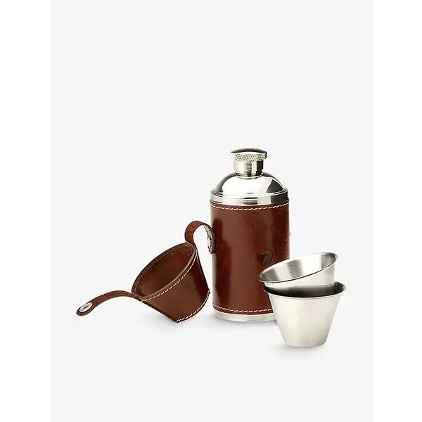 ASPINAL OF LONDON Hunter Stainless-steel And Leather Flask