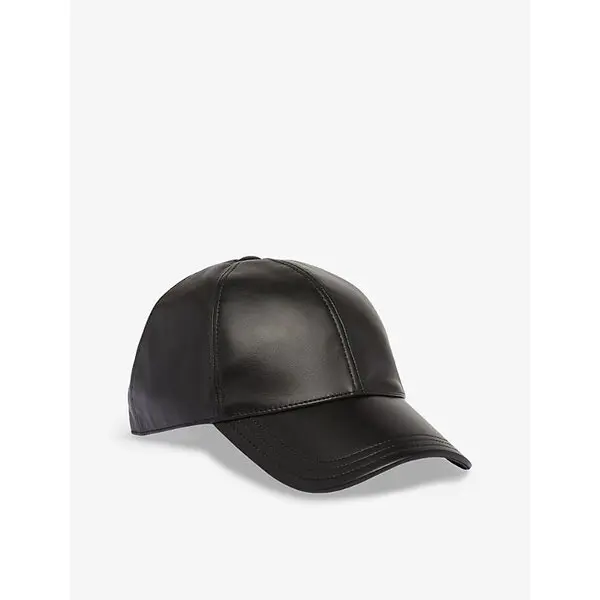 Prada Logo-plaque Leather Baseball Cap - Black