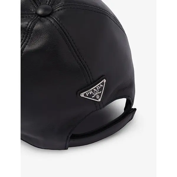Prada Logo-plaque Leather Baseball Cap