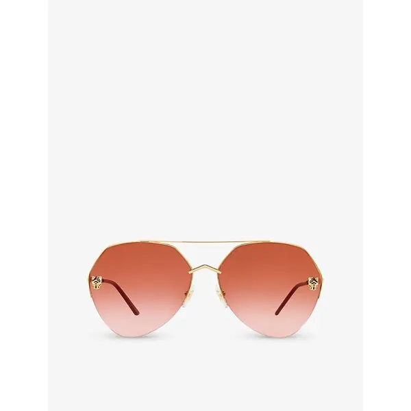 CARTIER Ct0355s Aviator-frame Metal Sunglasses - Gold