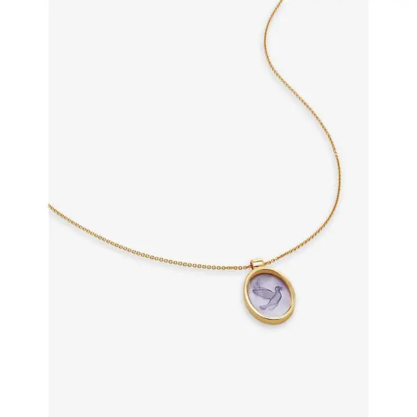 Monica Vinader Intaglio Dove Pendant Necklace - Yellow Gold
