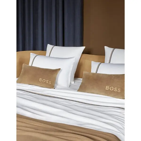 BOSS B-linea Contrast-piping Cotton Fitted Sheet